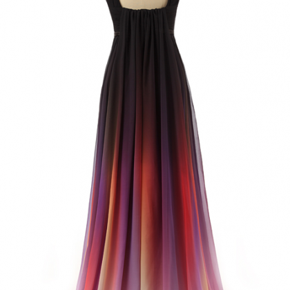 Gradient Strapless Floor Length Chiffon Pleated Evening Dress, Prom ...