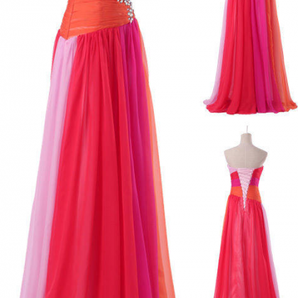 Elegant Multicolor Chiffon Prom Dress,a Line Floor Length Long Evening ...