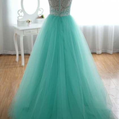 Long Tulle Lace Icy Blue Prom Dress on Luulla
