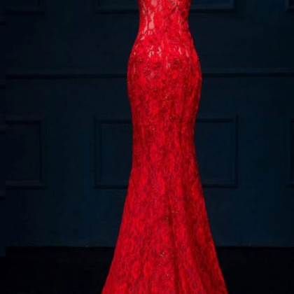 Red Sleeveless Fishtail Party Dress, Ball Gown on Luulla