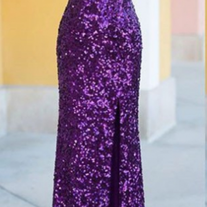 The Purple Sequined Prom Dress, The Spaghetti Straps. on Luulla