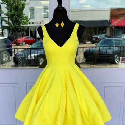 Yellow Short Prom Dress, Yellow Homecoming Dress on Luulla