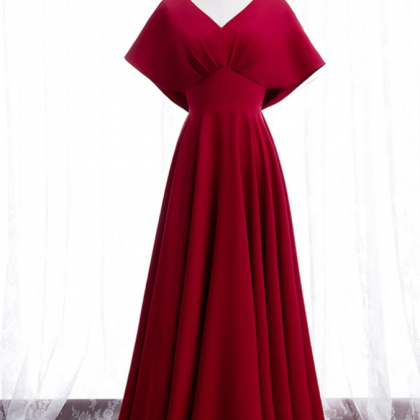 Satin Bat Sleeve V-neck Prom Dress on Luulla