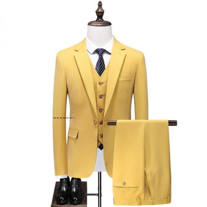 Newest Design Bright Yellow Groom Wedding Suits For Men 2022 Fashion ...
