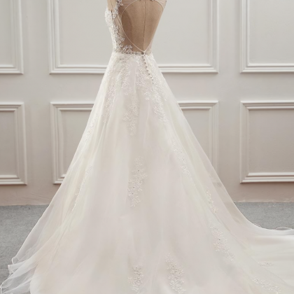 Elegant Sweetheart A Line Tulle Lace Appliques Formal Prom Dress ...