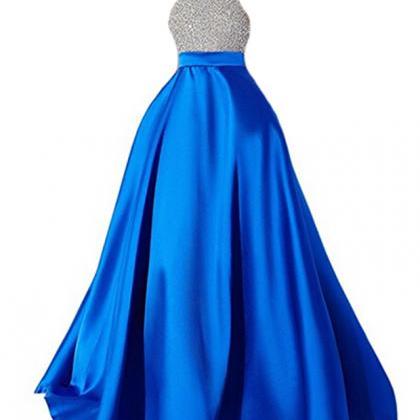 Women's Scoop Chiffon Prom Dress Column Beaded Evening Dress Sexy Prom ...