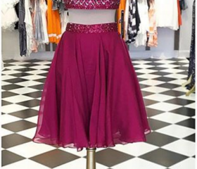 Short ,sparkly Two Piece Short Prom Dress Homecoming Dress, Beads Two ...