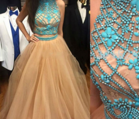 Amazing Handmade Beading Bodice Prom Dresses Tulle Ball Gown Evening ...