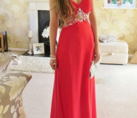 Sexy Crossed Back Sequins Prom Dresses,beadings Cut Out Straps Chiffon ...