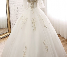 Spark Queen Pretty Tulle Off-the-shoulder Neckline Ball Gown Wedding ...