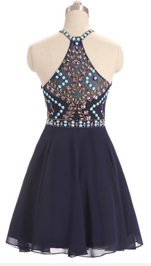 Unique 8th Grade Prom Sweet 16 Prom Dresses 2018 A-line Scoop Beaded ...