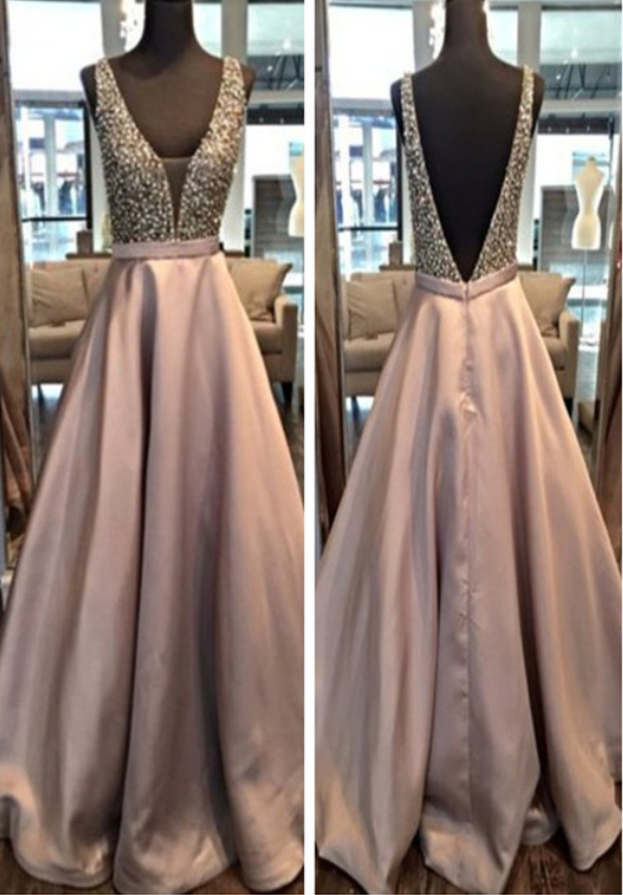 Pretty Backless Long Prom Dresses,modest Prom Dress,sparkly Prom Gowns ...