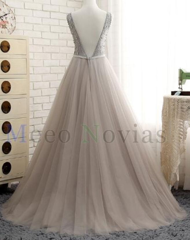 Lace Modest Robe De Soiree V Neck Tulle Formal Evening Gowns Party ...
