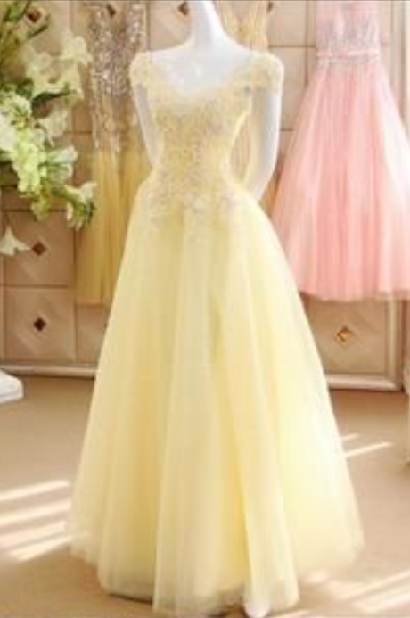 Cap Sleeves Princess Prom Dress on Luulla