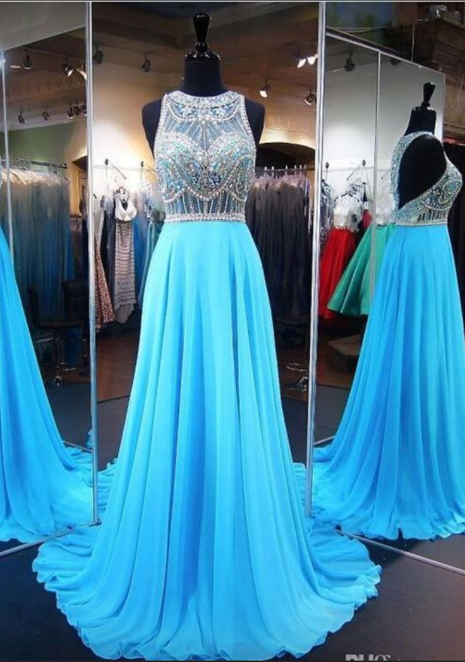 Beaded Long Chiffon Prom Dress on Luulla
