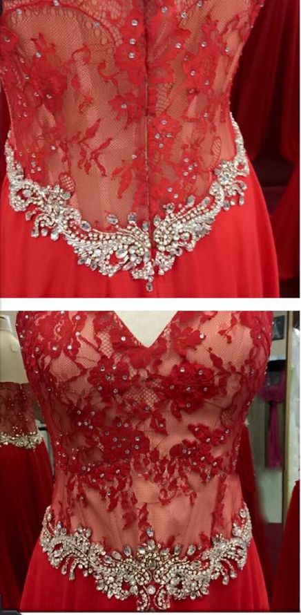 Red Prom Dress With Lace Bodice on Luulla