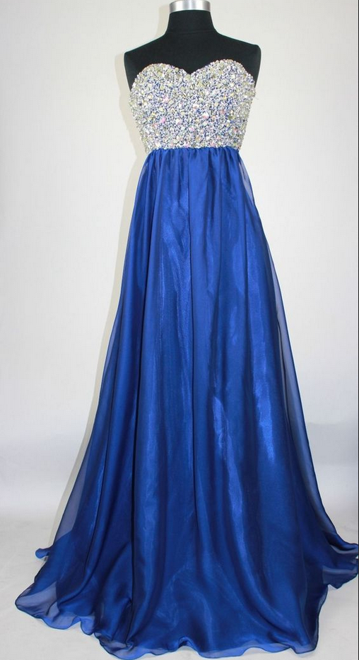 Royal Blue Beaded Prom Dress Long Evening Dress on Luulla