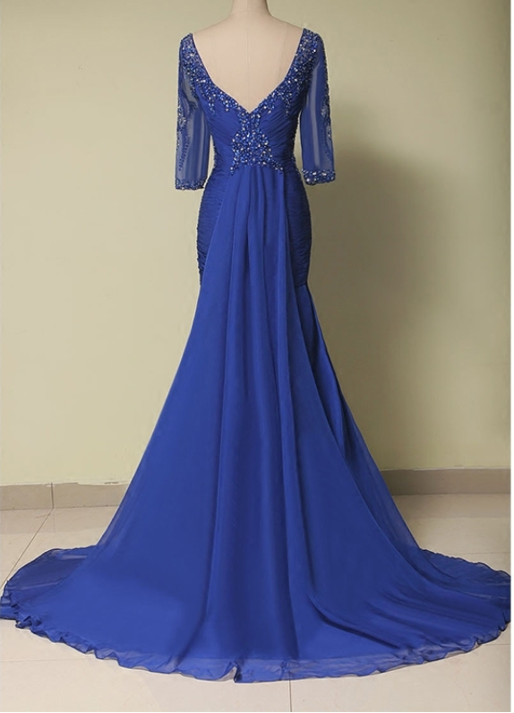 The Royal Blue Long-sleeved Mermaid Dressed In A Formal Dress Ball ...