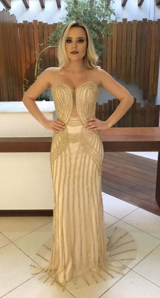 Sparkly Champagne Evening Dress Gold Long Prom Dress Party Dress Women