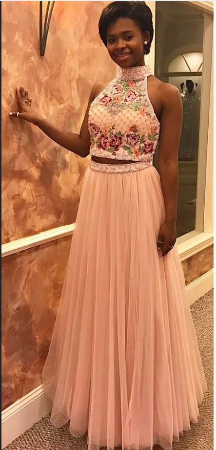 Embroidery Lace Prom Dress, Tulle Prom Dress, Elegant Prom Dress ...