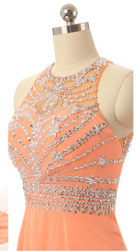 Orange Prom Dresses Long Elegant Chiffon Party Evening Dress Robe De ...