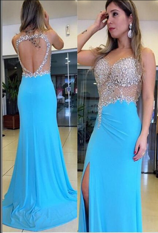 Bule Mermaid Prom Dress,evening Dress,long Prom Dresses,evening Dresses ...