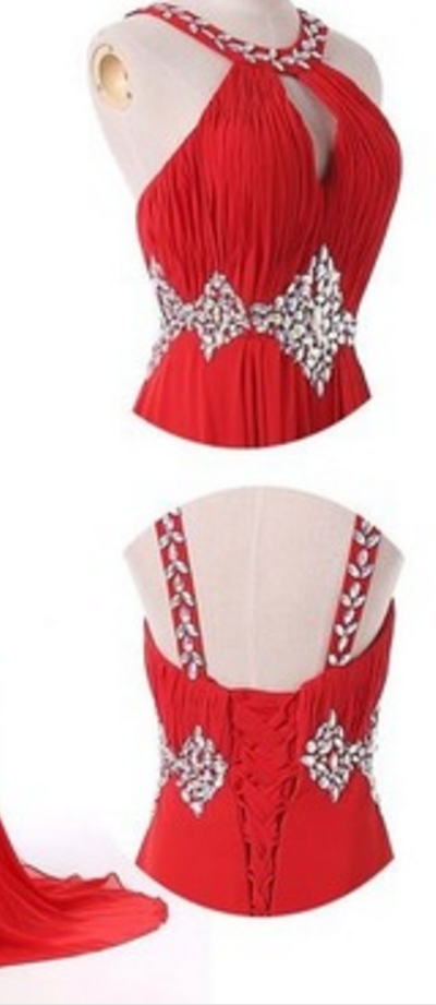 Halter Red Charming Long Prom Dress,evening Dress,charming Prom Dresses ...