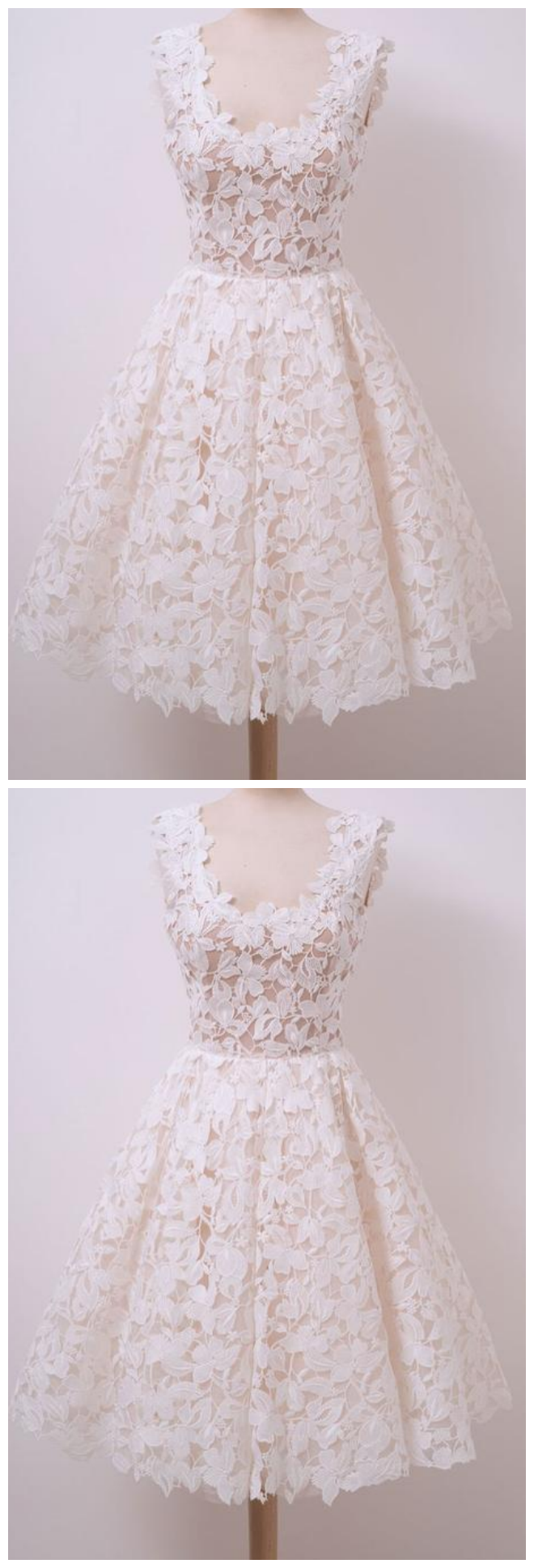 Scoop Neck Sleeveless Lace Homecoming Dresses Short Prom Dresses on Luulla