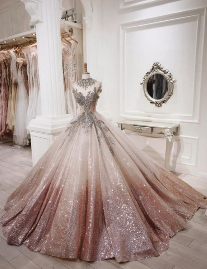 Gold Prom Dresses, Sequins Prom Dresses, Shinning Prom Dresses, Custom ...