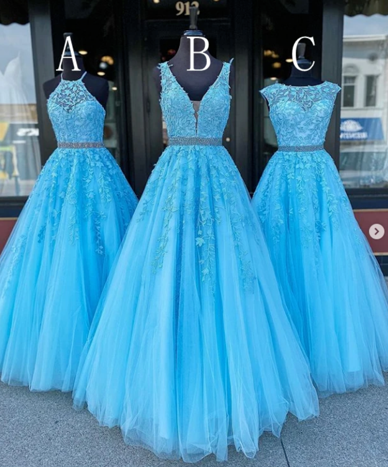 Long Prom Dresses With Appliques And Beading, Grad Dresses Long, 8th ...