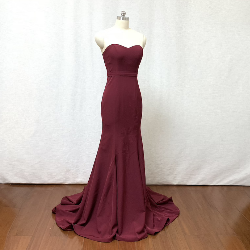 Bridesmaid Dresses Mermaid Sweetheart Burgundy Stretch Satin Long