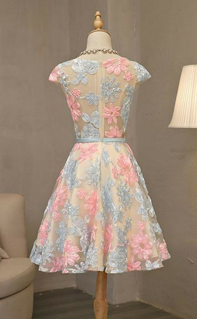 Lace Homecoming Dresses,round Neck Homecoming Dresses,short Prom Dress ...