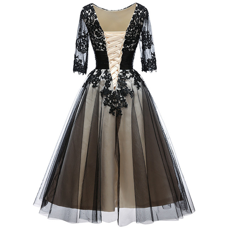 Half Sleeves Tea Length Semi Formal Occasion Dresses on Luulla