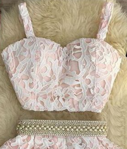 Two Piece Homecoming Dress, Light Pink Homecoming Dress, Freshman ...