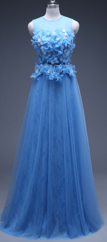 A Line Tulle Formal Prom Dress, Modest Beautiful Long Prom Dress ...