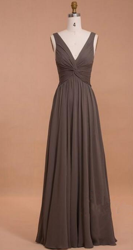 Deep V Neck Formal Prom Dress, Beautiful Long Prom Dress, Banquet Party ...