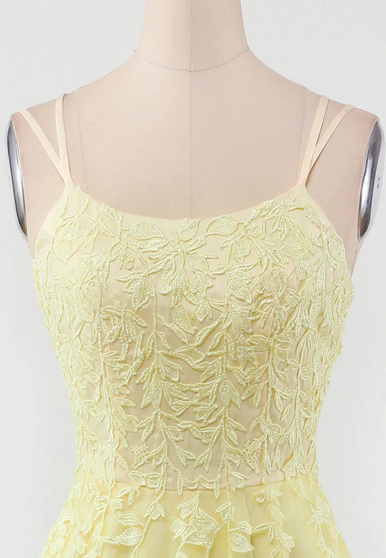 Elegant Straps Applique Tulle Formal Prom Dress, Beautiful Long Prom Dress, Banquet Party Dress ...