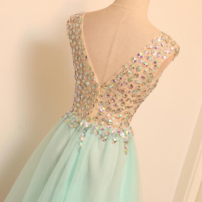 Elegant Sweetheart Sparkle Short V-neckline Short Tulle Formal Prom ...