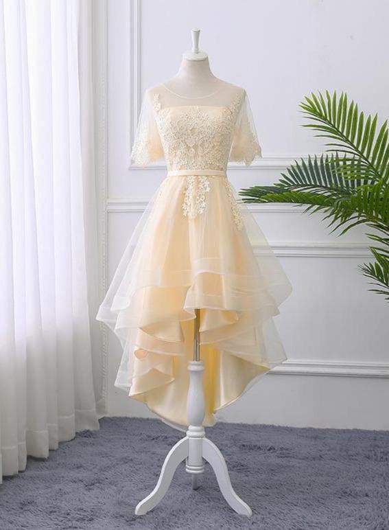 Elegant Sweetheart Lace Applique High Low Homecoming Dress, Beautiful ...
