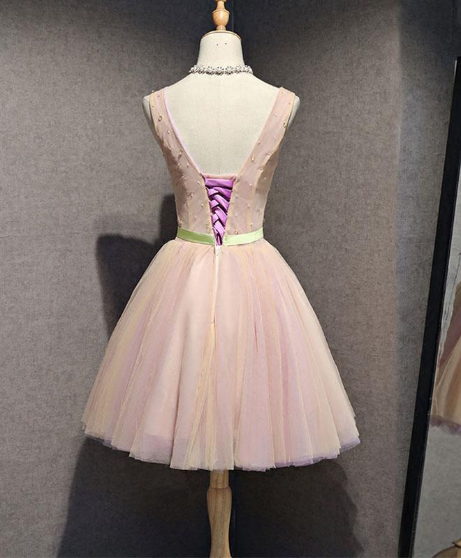 Elegant Sweetheart Simple V Neck Tulle Homecoming Dress, Beautiful ...