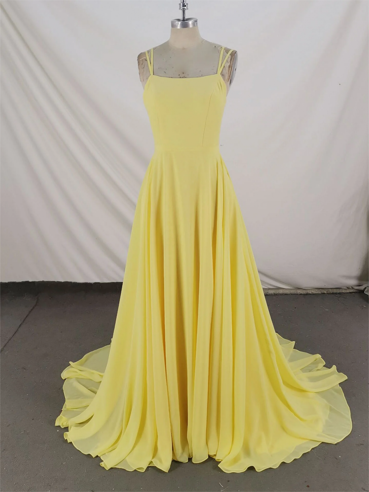 Long Prom Dress ,simple Yellow Chiffon Long Prom Dress Yellow Evening ...
