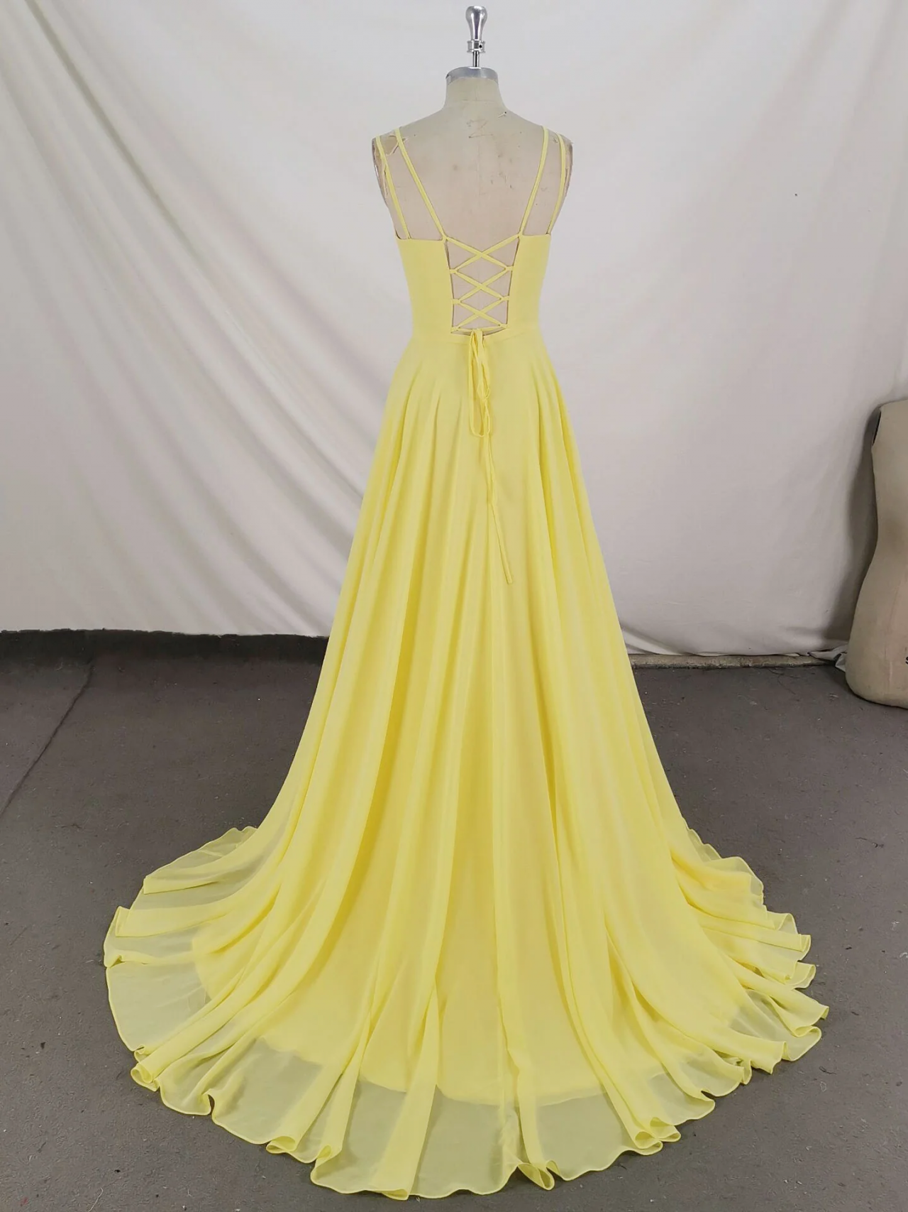 Long Prom Dress ,simple Yellow Chiffon Long Prom Dress Yellow Evening ...