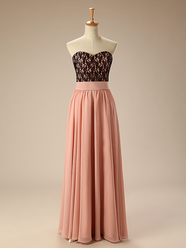 Simple Evening Dress With Black Lace Top Fashion Chiffon Dresses For ...