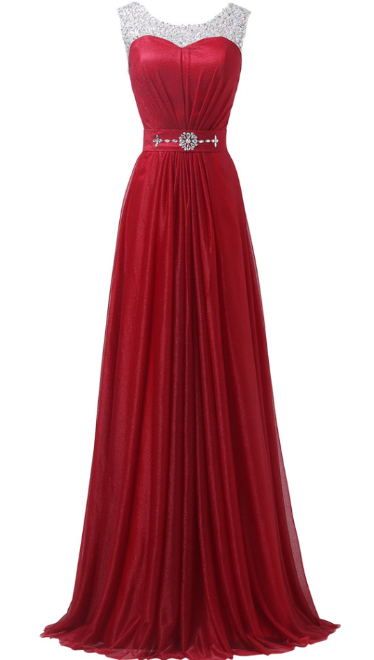 Real Picture Long Dark Red Evening Dress Sequin Shinning Elegant Formal ...