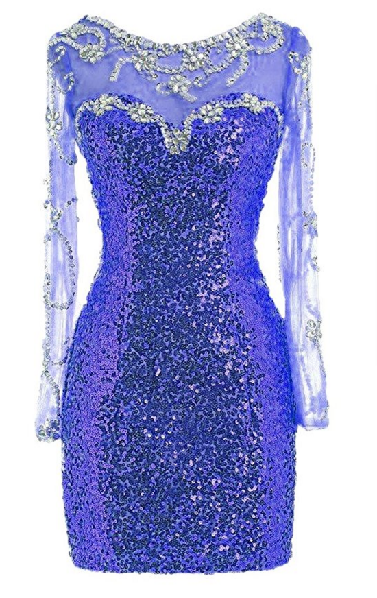 Women's See Through Sequins Prom Dress Short Beaded Homecoming Dress on ...