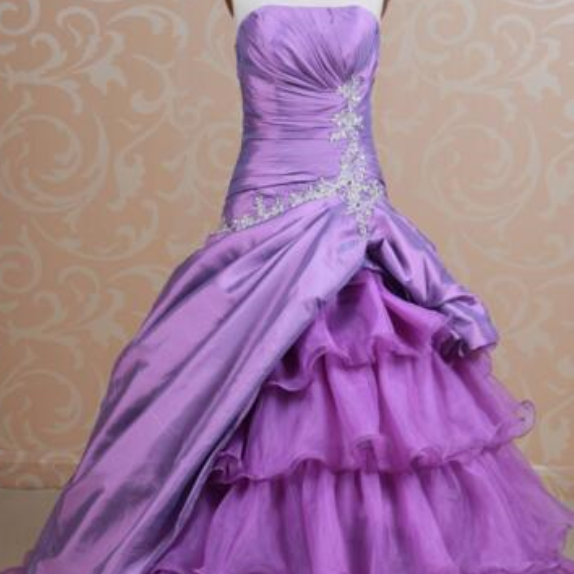Purple Tube Top Sleeveless Prom Dresses Fashion Beaded Floor Length ...