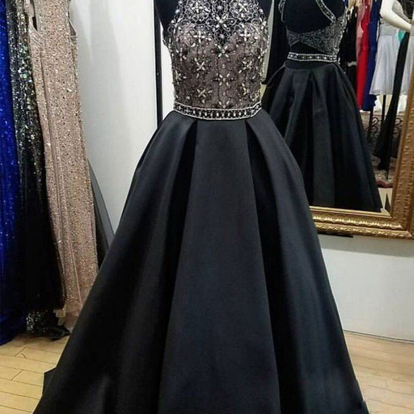 Black High Neck Lace Beads Long Prom Dress Evening Dresses on Luulla