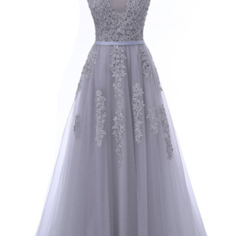 The Grey Sleeveless Ball Gown Was Dressed In A Formal Evening Gown on ...