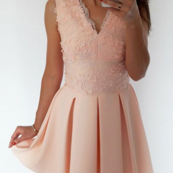 Cute V-neck Short Fall Homecoming Party Dresses, Chic A-line Fashion ...