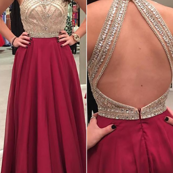 Halter Backless Prom Dress,long Prom Dresses,prom Dresses,evening Dress ...